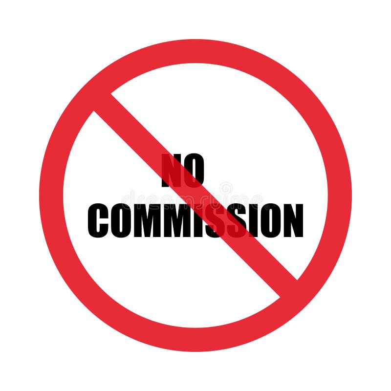 No Commission Sign. Zero Commission. Isolated on White Background. Flat ...