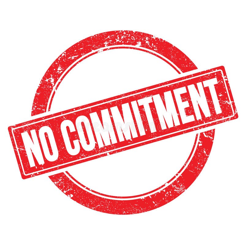 NO COMMITMENT Text on Red Grungy Round Stamp Stock Illustration ...