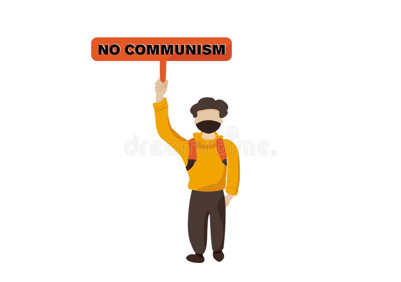 A Yellow Man Show NO Communism Big Board To Respect Human Right Stock ...