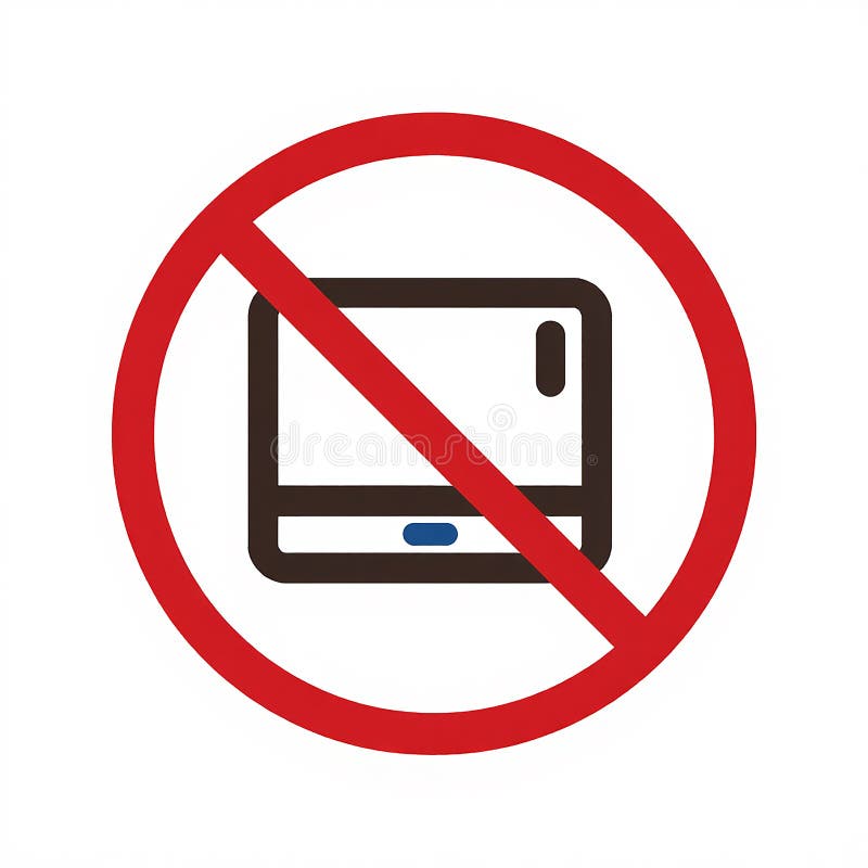 No Computer Usage Allowed Sign with Flat Icon Illustration for ...