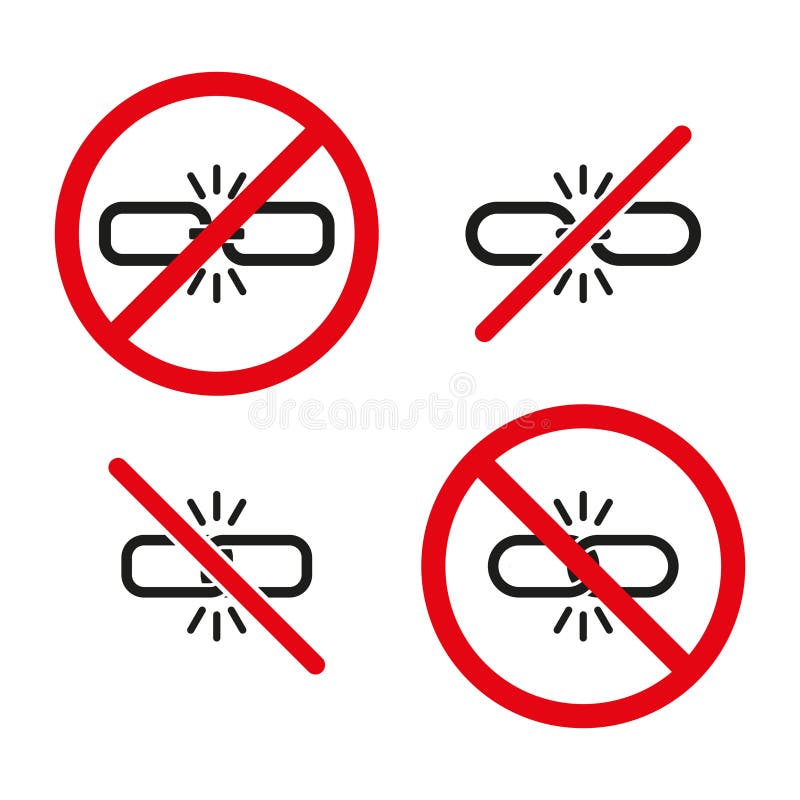 No Connection Signs. Vector Prohibited Symbols. Link Disconnection ...