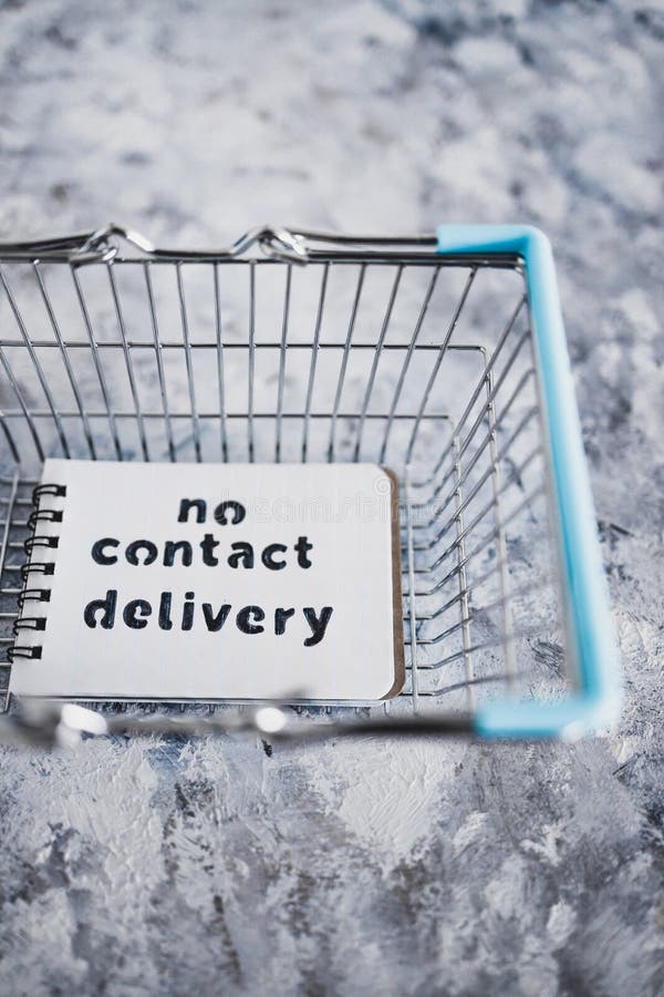 No Contact Delivery Text on Notepad Inside Shopping Basket Symbol of ...