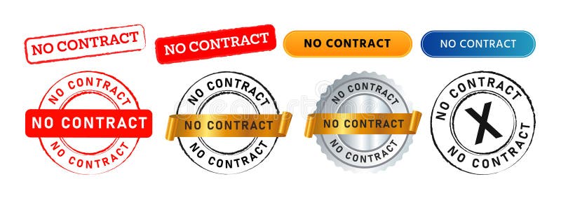 No Contract Rectangle and Circle Stamp Seal Badge Sign for Information ...