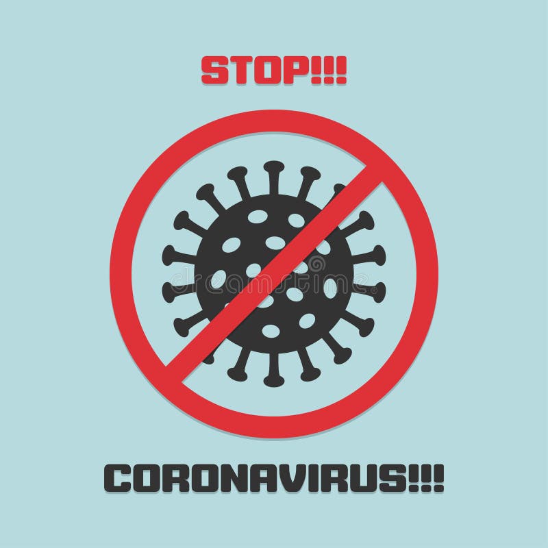 No Coronavirus with Red Prohibit Sign in a Flat Design Stock Vector ...