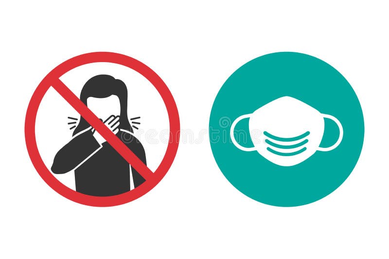 Set Of Prohibiting Icons. No Cough, No Handshake, No Runny Nose, No ...