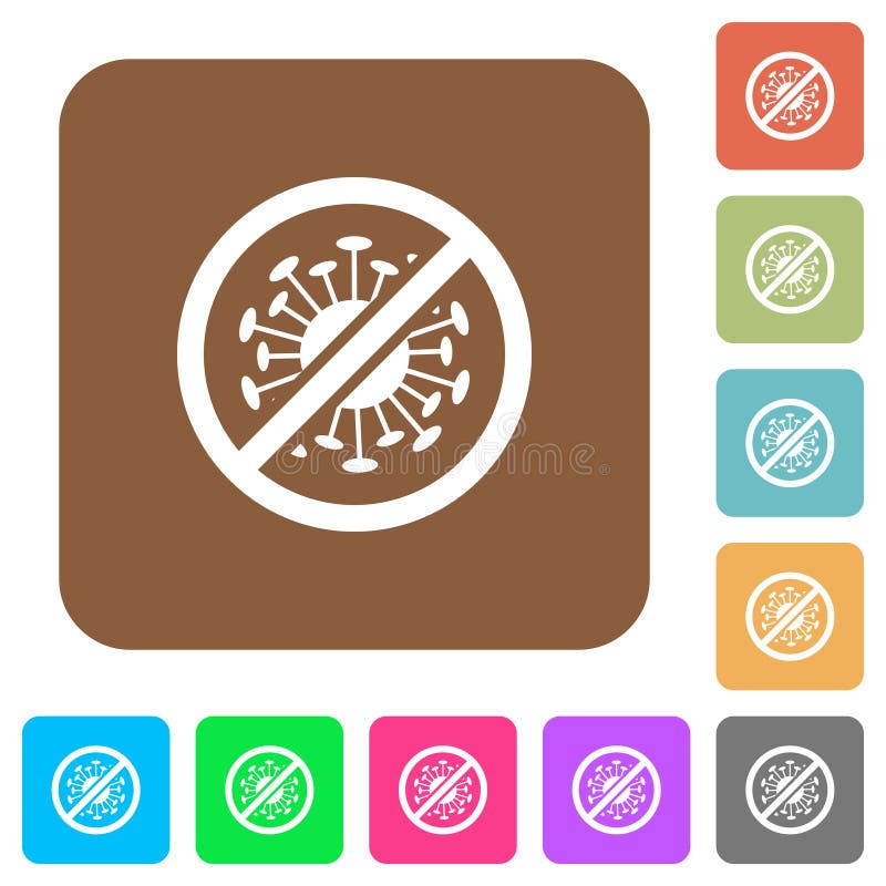 No Covid Rounded Square Flat Icons Stock Vector - Illustration of block ...