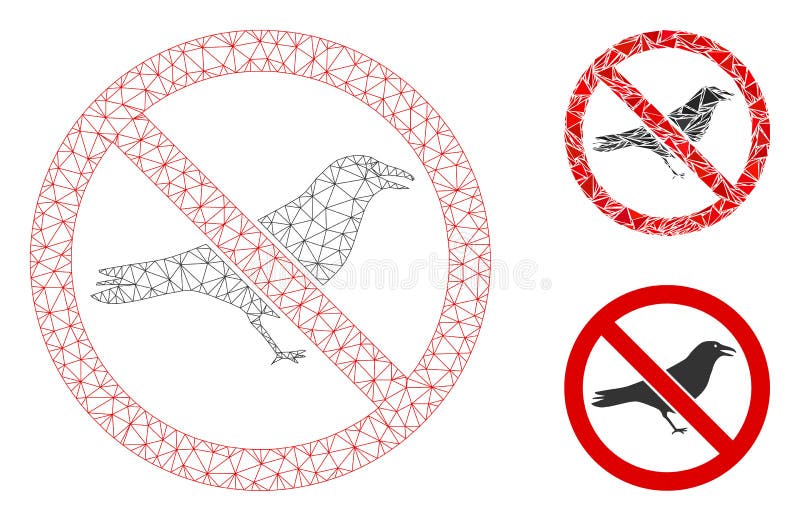 No Crow Vector Mesh Network Model and Triangle Mosaic Icon Stock ...
