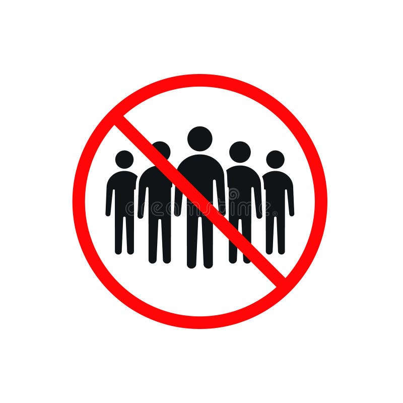 No Crowd Sign, Social Distancing Icon. Prohibition Sign for Quarantine ...