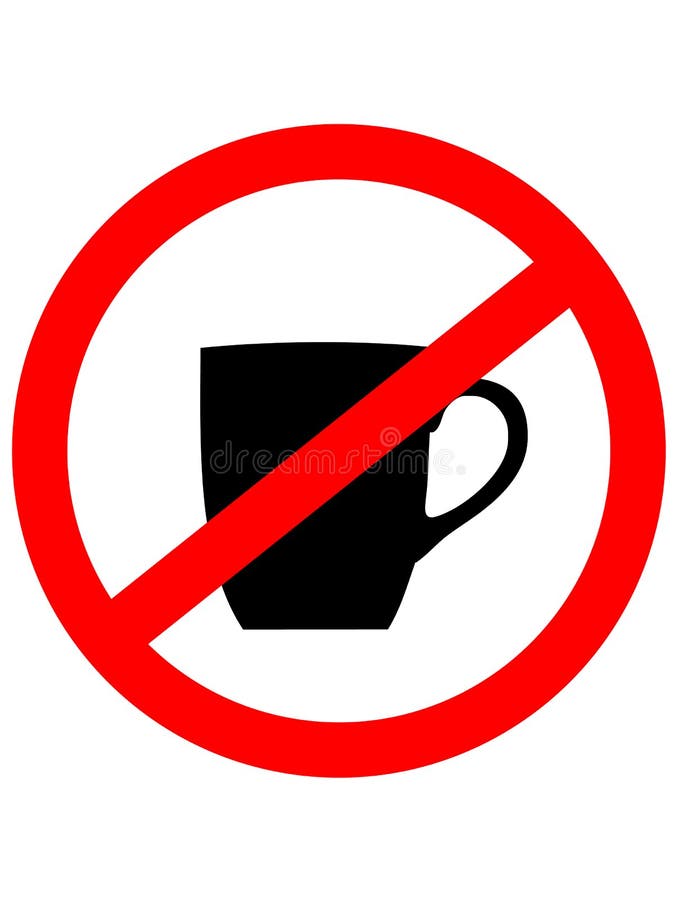 No Cup Sign Icon. Coffee Button. Red Prohibition Sign. Stop Symbol ...