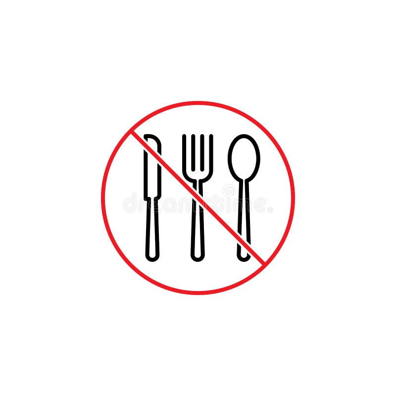 Eat Sign Icon. Cutlery Symbol. Fork And Spoon. Red Prohibited Sign ...