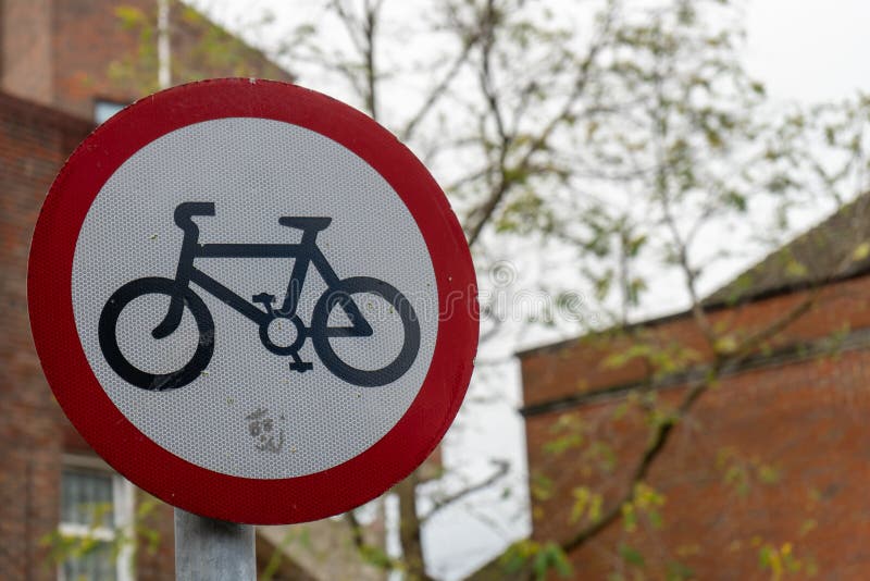 A No Cycling Sign on a Lamp Post Stock Image - Image of post, bike ...
