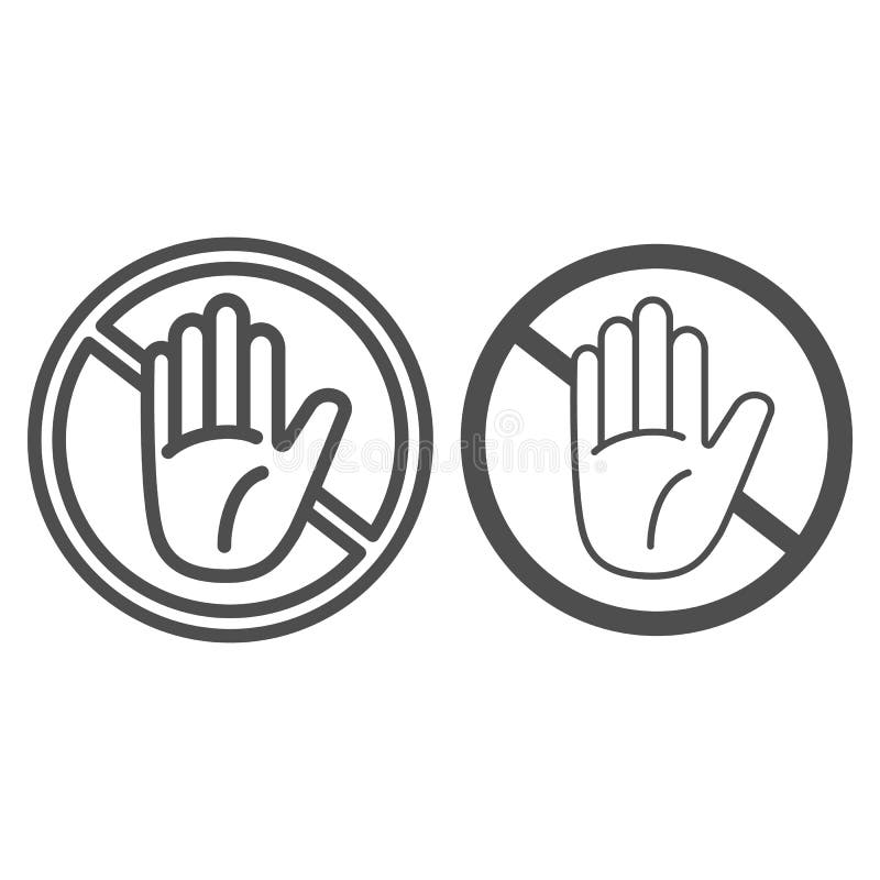 No Danger Line and Solid Icon, Safety Engineering Concept, Stop Hand ...