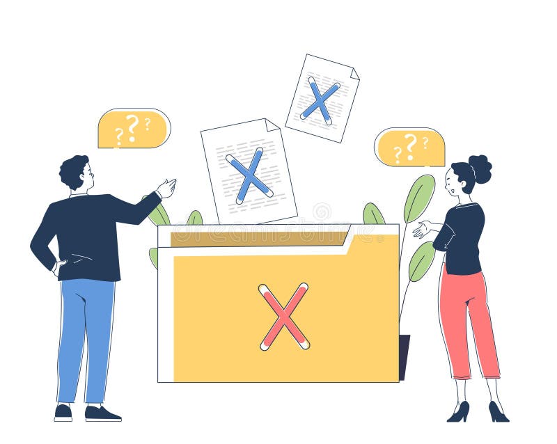 No Data at Folder. Man and Woman without Files Stock Vector ...