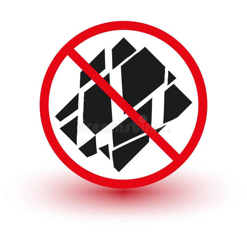 No Debris Symbol. Prohibited Materials Icon. Red Warning Circle. Vector ...