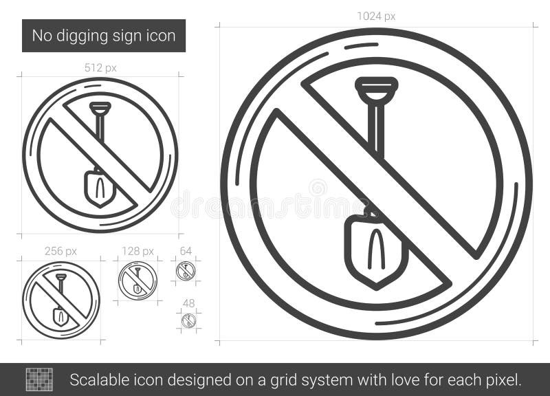 No digging sign line icon. stock vector. Illustration of industry ...