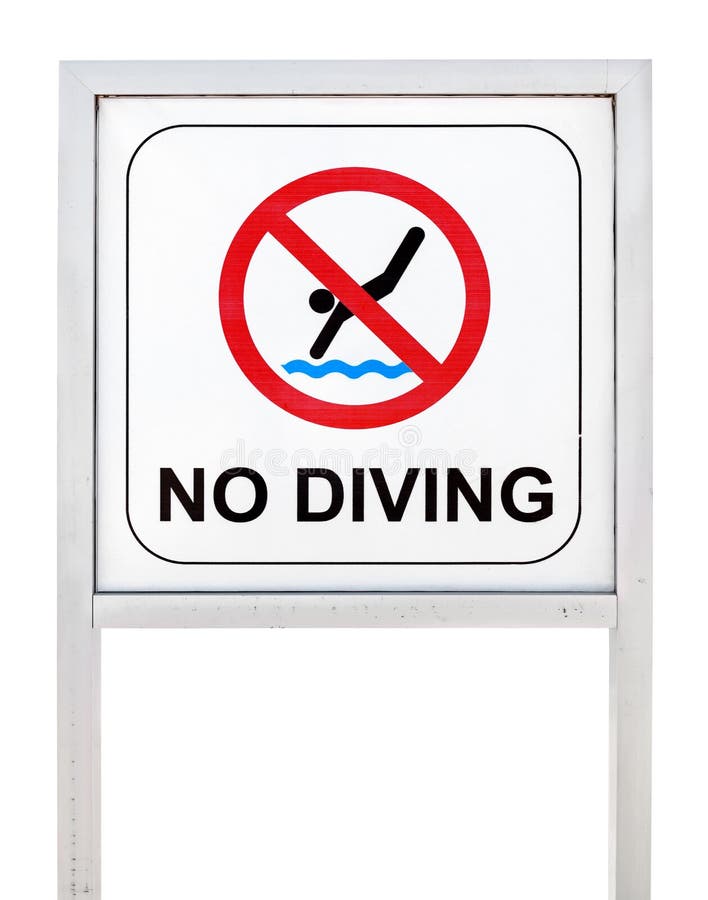 No Diving Sign on Sand Beach Lake Stock Photo - Image of disallow ...