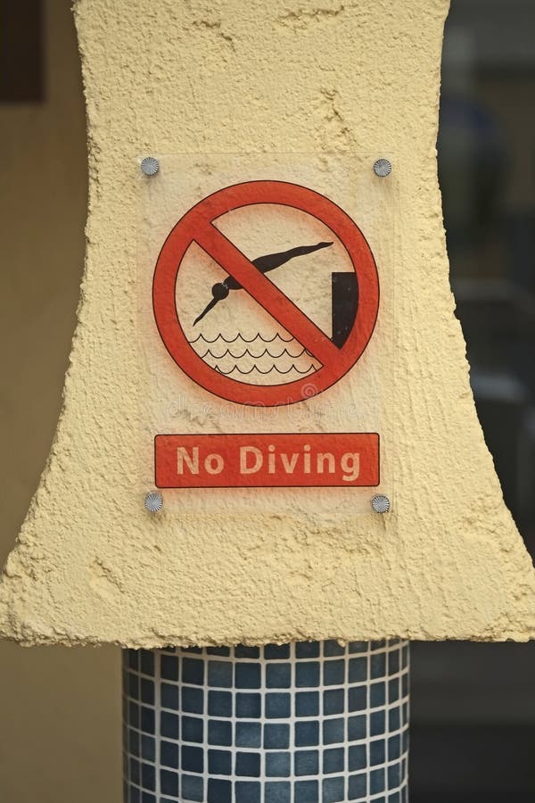 No Diving Sign stock photo. Image of diving, tiles, yellow - 63505084