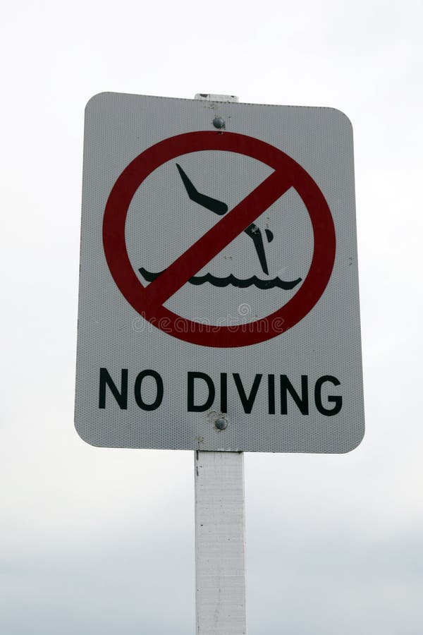 No Diving Signage in-front of Bay Waters Stock Image - Image of unsafe ...