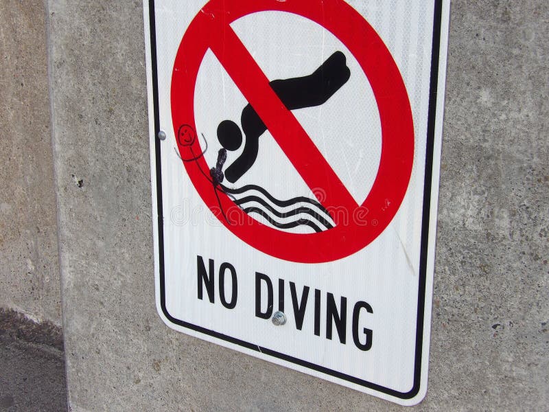 No Diving Warning Sign in the Pool Stock Illustration - Illustration of ...