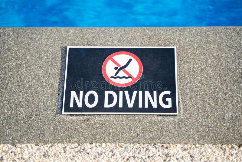 No Diving Warning Sign at Swimming Pool Stock Photo - Image of diving ...