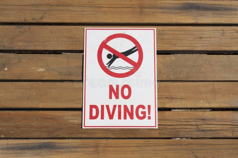 No Diving Warning Sign on Wood Photo Stock Image - Image of danger ...