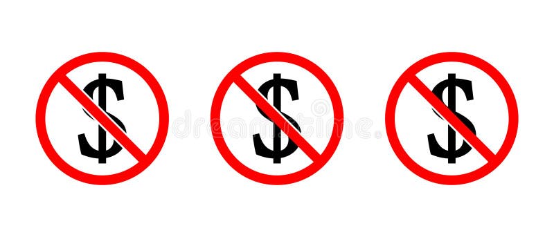 No Dollar Currency Icon Set. USD Currency with Forbidden Symbol Stock ...