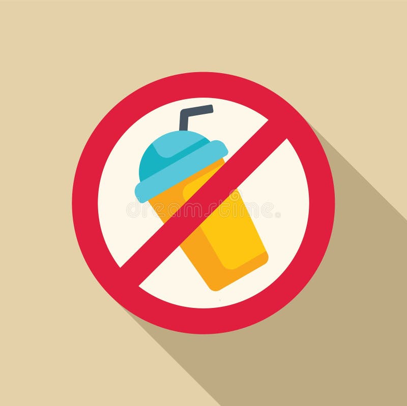 No Drinks Allowed Sign Featuring a Disposable Cup with Straw Stock ...