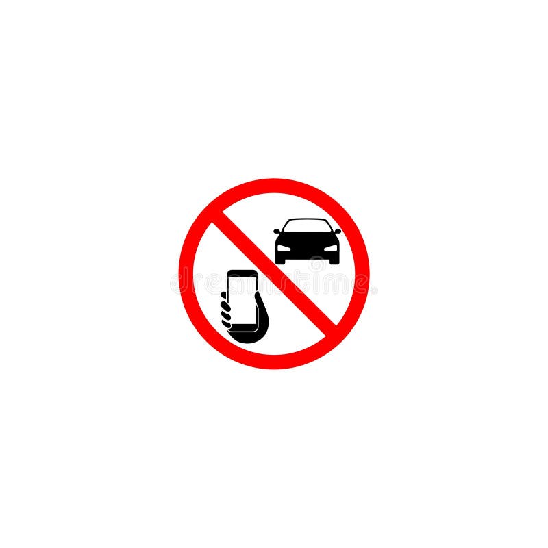No Driving and Phone Using Sign Isolated on White Background Stock ...