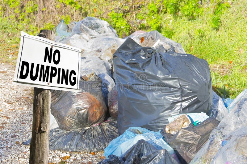 No Dumping Concept with Illegal Garbage Abandoned in Nature Stock Image ...