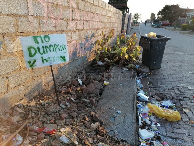 No Dumping Sign Near Informal Settlement Stock Image - Image of street ...