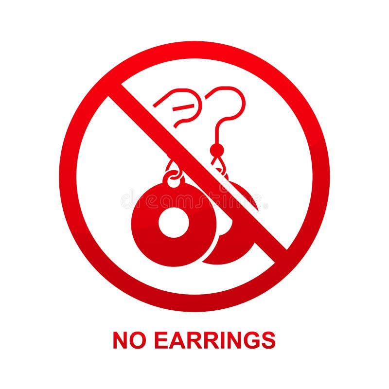 No Earrings Sign Isolated On White Background Stock Illustration