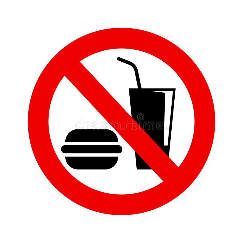No Eating Sign Vector Icon Flat Design Stock Vector - Illustration of ...