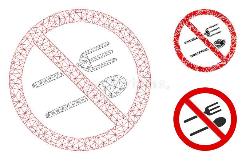 No Eating Vector Mesh Carcass Model and Triangle Mosaic Icon Stock ...