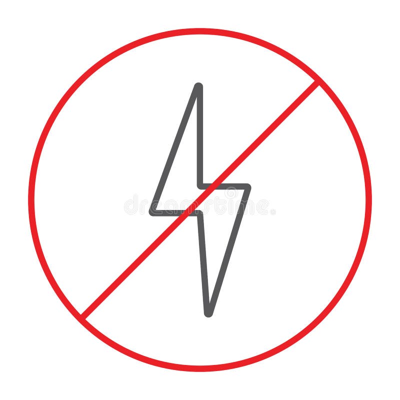 No Electricity Thin Line Icon, Prohibited and Ban, No Lightning Sign ...