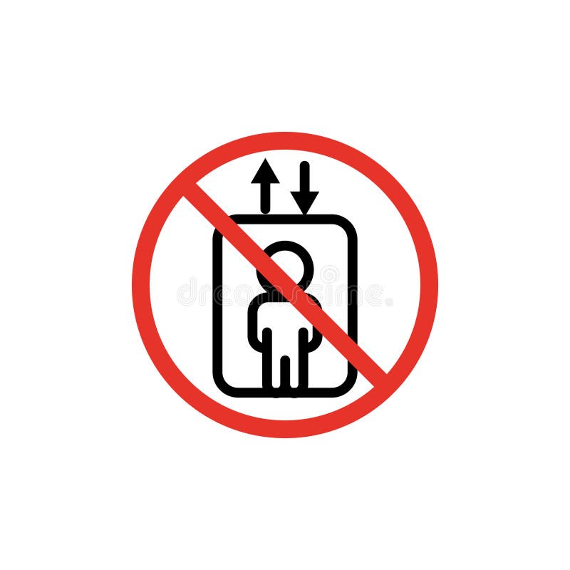 No Elevator Sign Icon Set. Advisory Against Elevator Use Under Specific ...