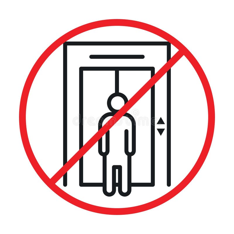 No Elevator Sign Linear Logo Mark in Black and White Stock Vector ...