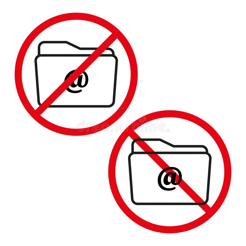 No Email Sharing Vector Icons. Email Link Forbidden Symbols Stock ...