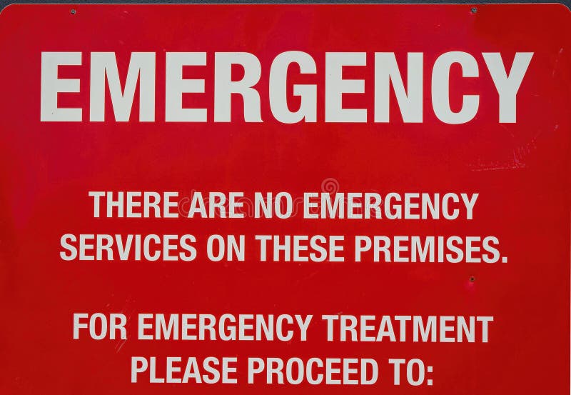 No Emergency Services Sign stock image. Image of typography - 210632057