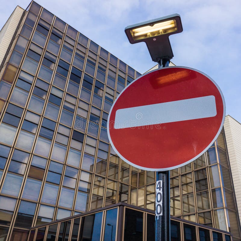 No Entry stock photo. Image of blue, cloudy, square, building - 28643836