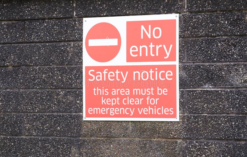 No Entry Area Keep Clear for Emergency Vehicles Stock Photo - Image of ...