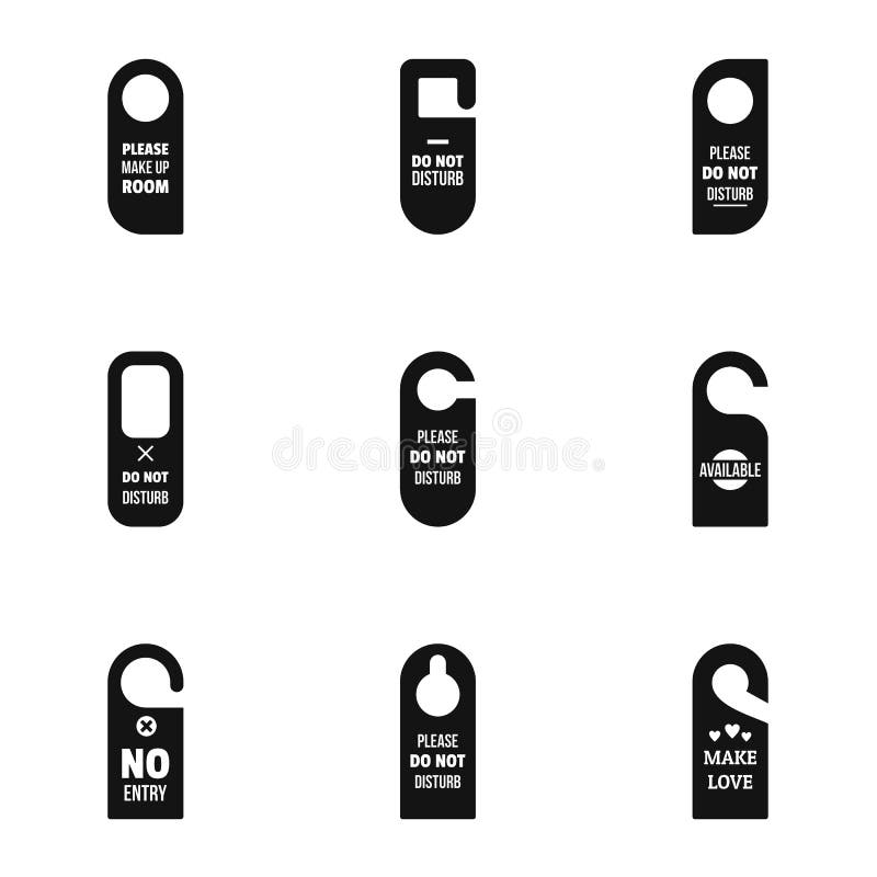 No Entry Door Tag Icon Set, Simple Style Stock Vector - Illustration of ...