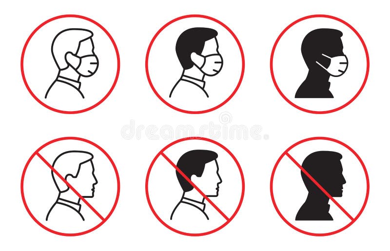 No Entry without Face Mask Icon. Vector Illustration Isolated. Stock ...