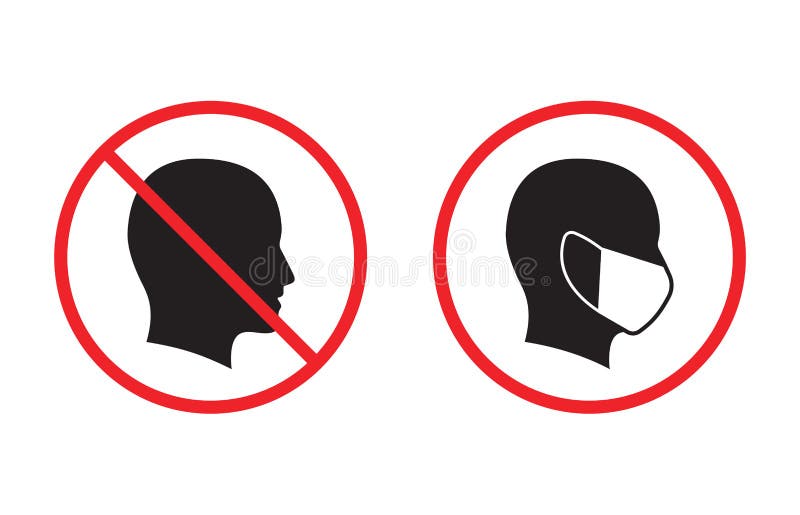 No Entry without Face Mask Icon. Vector Illustration. Stock Vector ...