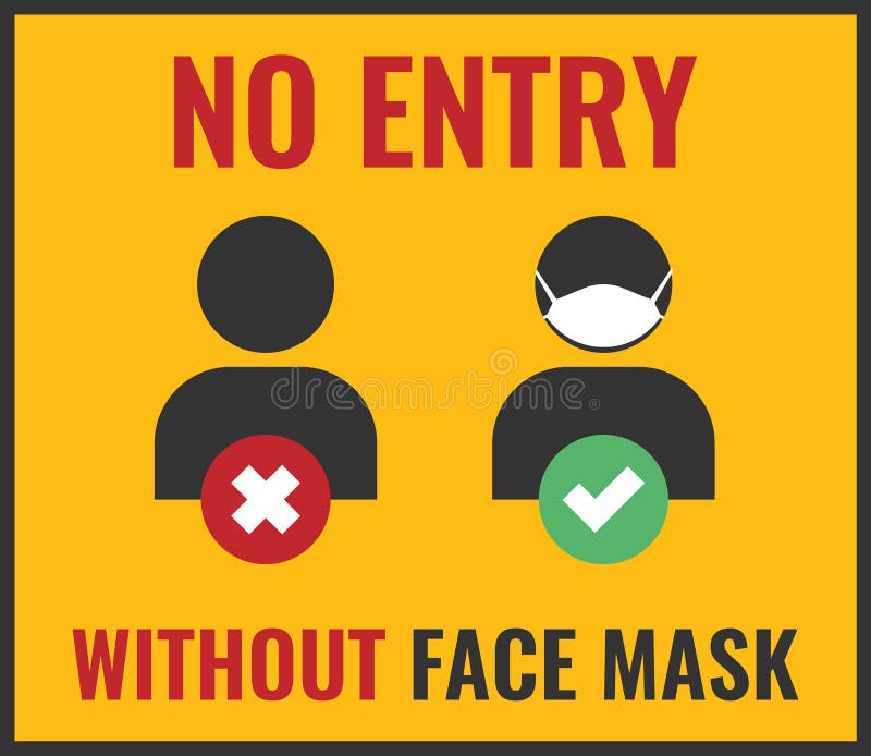 Face Mask Required, No Mask No Entry Sign Stock Vector - Illustration ...