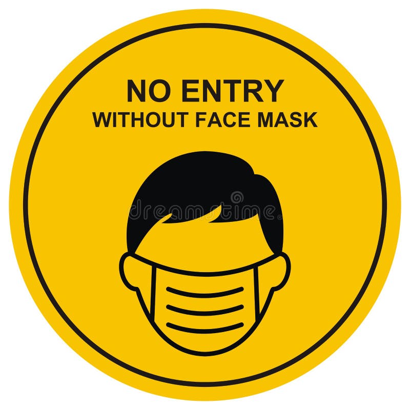 No Entry without Face Mask, Vector Banner, Blue Frame Stock Vector ...