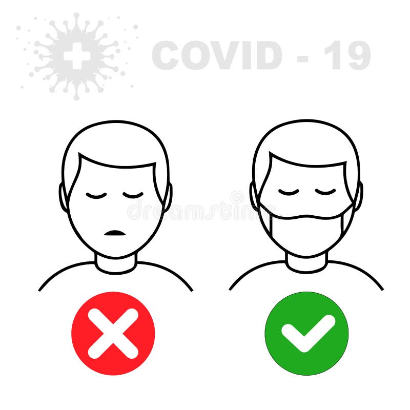 No Entry without Face Mask or Wear a Mask Icon. Vector Image Stock ...