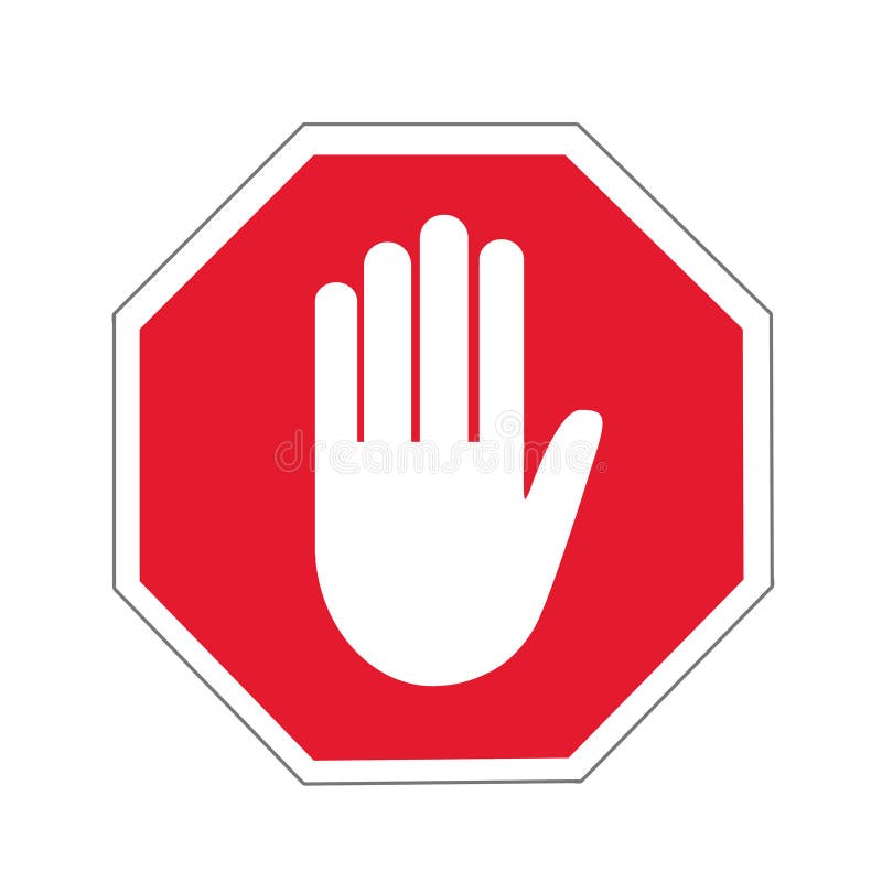 No Entry Hand Sign on White Stock Vector - Illustration of passage ...
