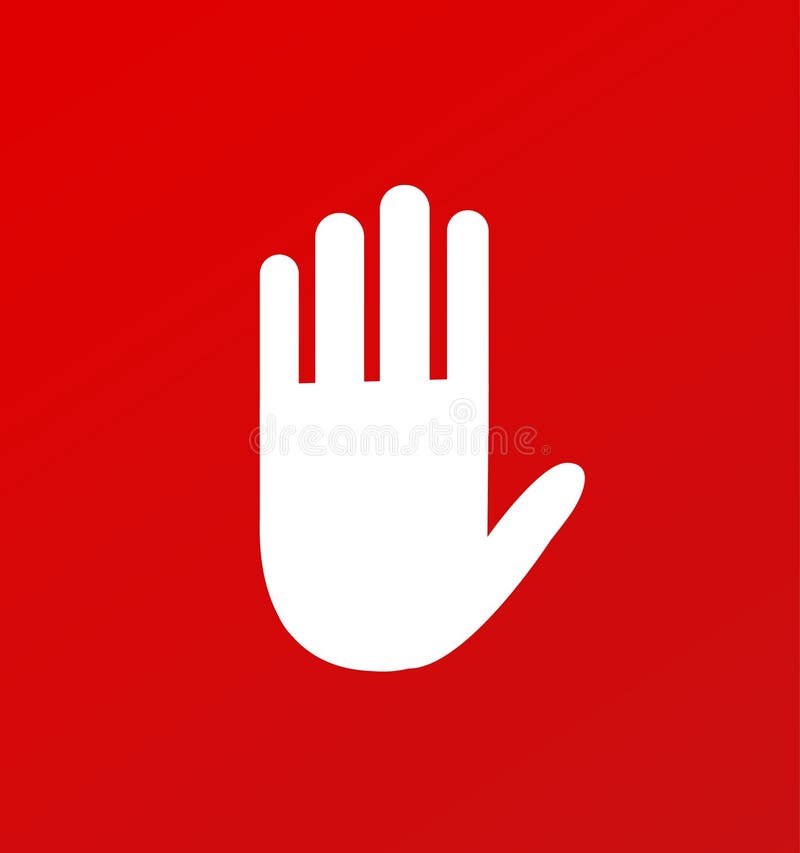 No Entry Hand Sign on White Stock Vector - Illustration of passage ...