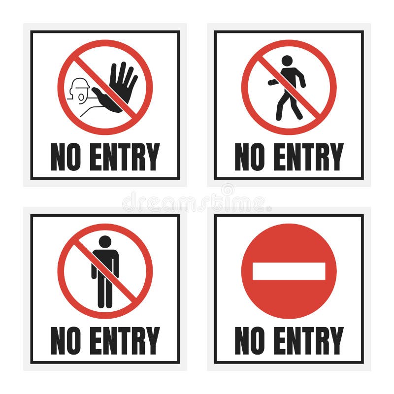 No Entry Label Set, No Access Sign with Man Silhouette Stock Vector ...