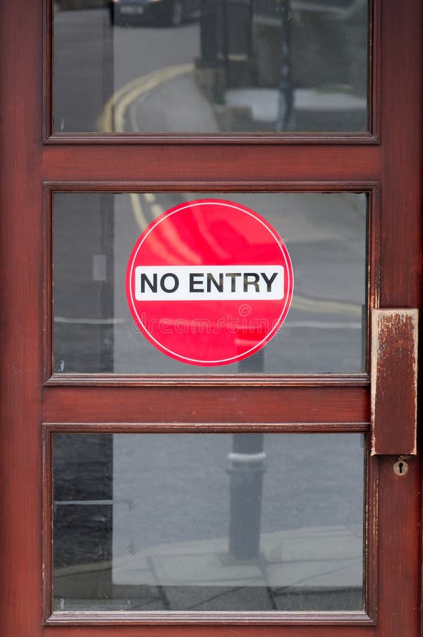 No Entry Sight on Shop Door for Customer Segregation Stock Image ...